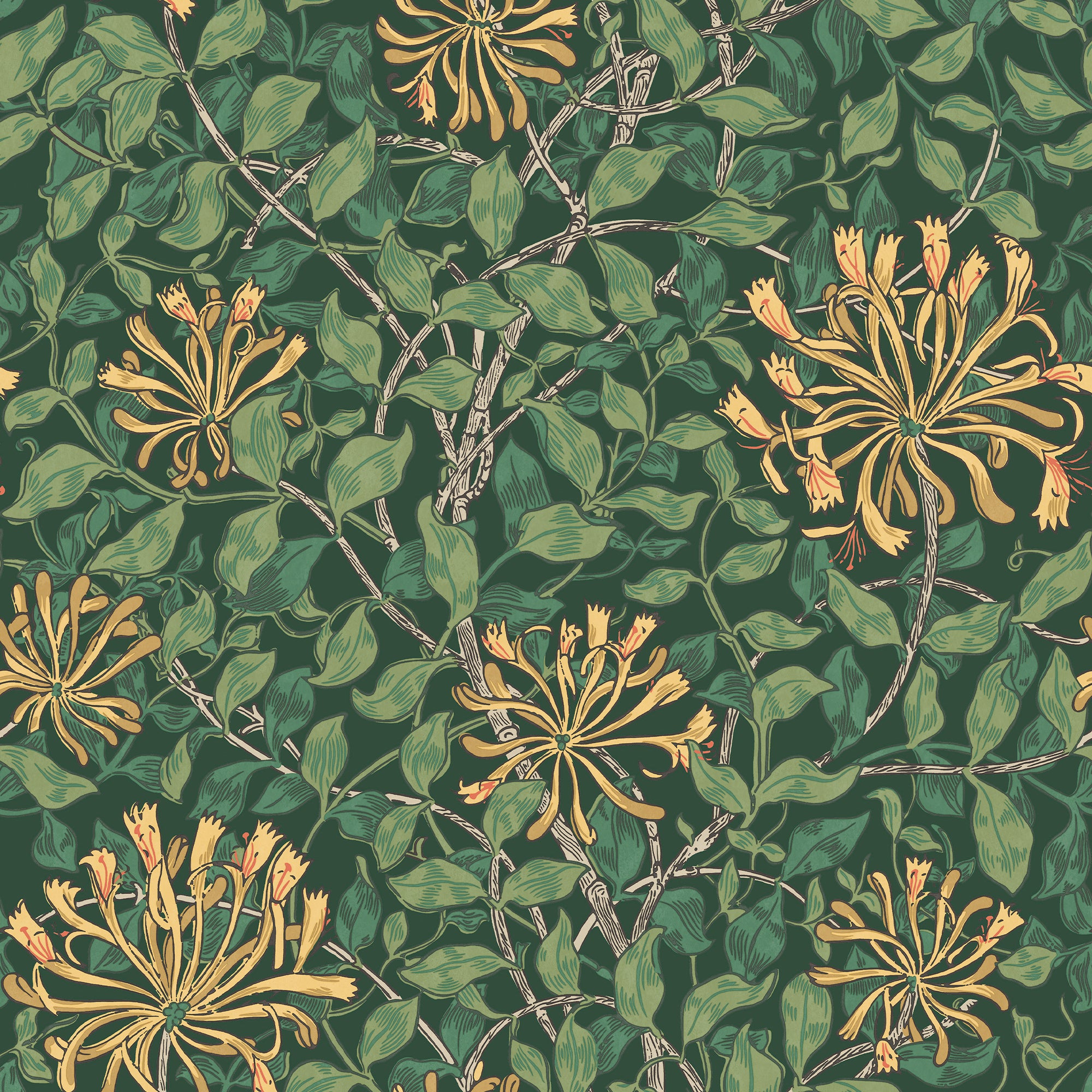 Honeysuckle Honeysuckle Verde 140487 Wallpaper by William Morris ...