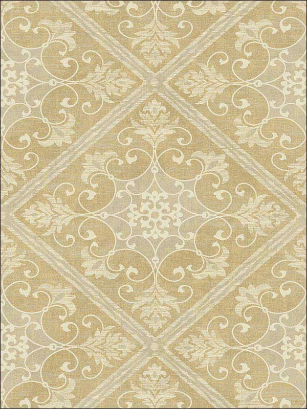 Leaf Scroll Tan Neutrals Raised Ink 1730007 Wallpaper by Seabrook ...