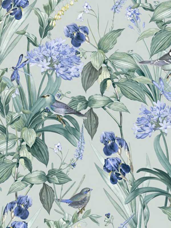 Mint Birds Dragonflies Botanical Green VRBT14-746 Wallpaper by Veer ...