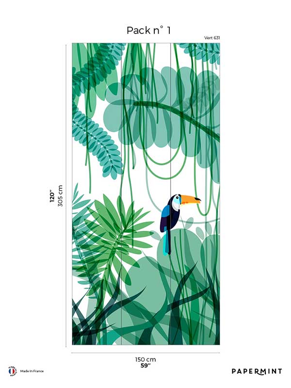 Toucan Pack 1 Green 8184-DE1-A Mural by Veer Decor - Wallpapers To Go