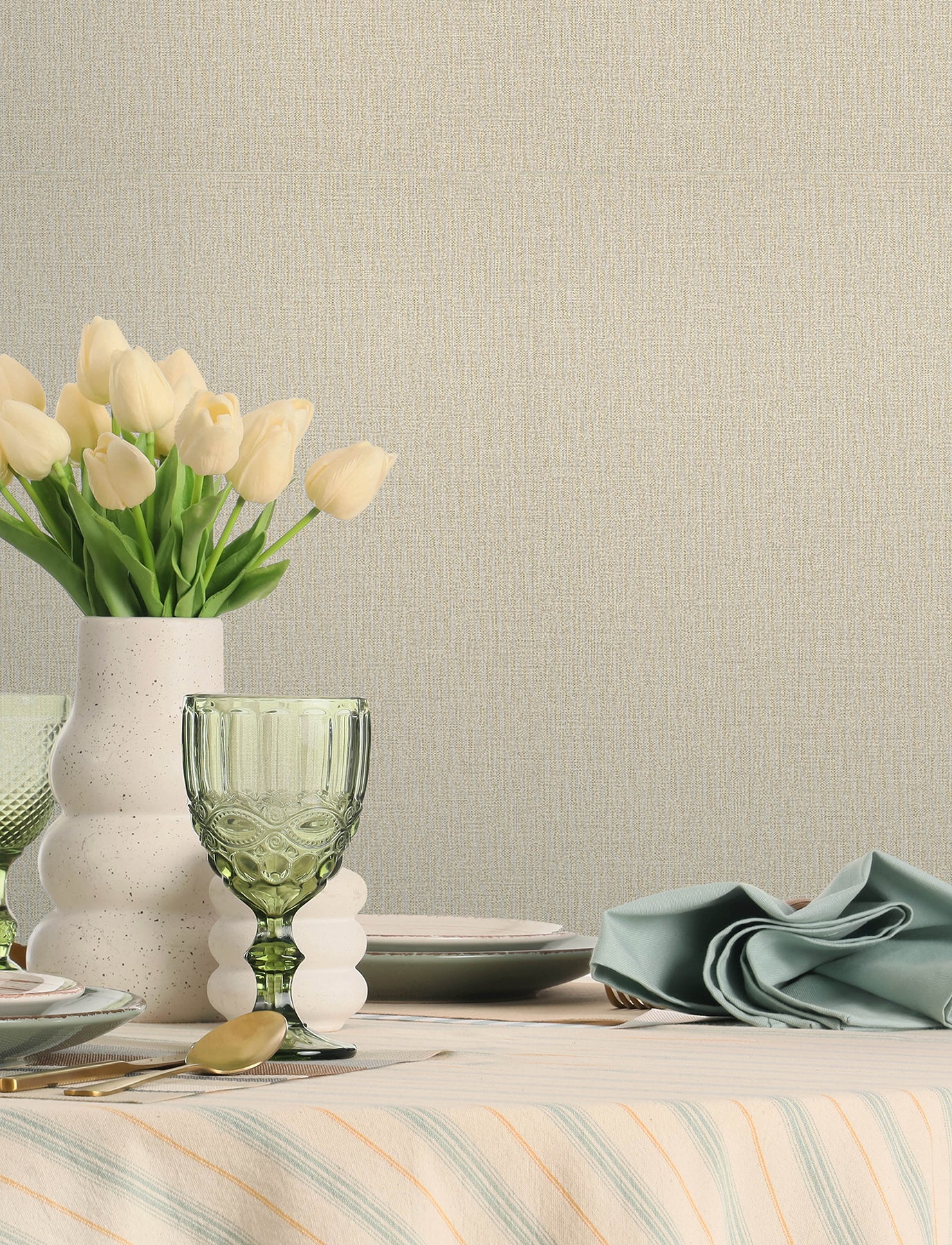 Sonia Beige 4191-83035 Wallpaper by Chesapeake - Wallpapers To Go