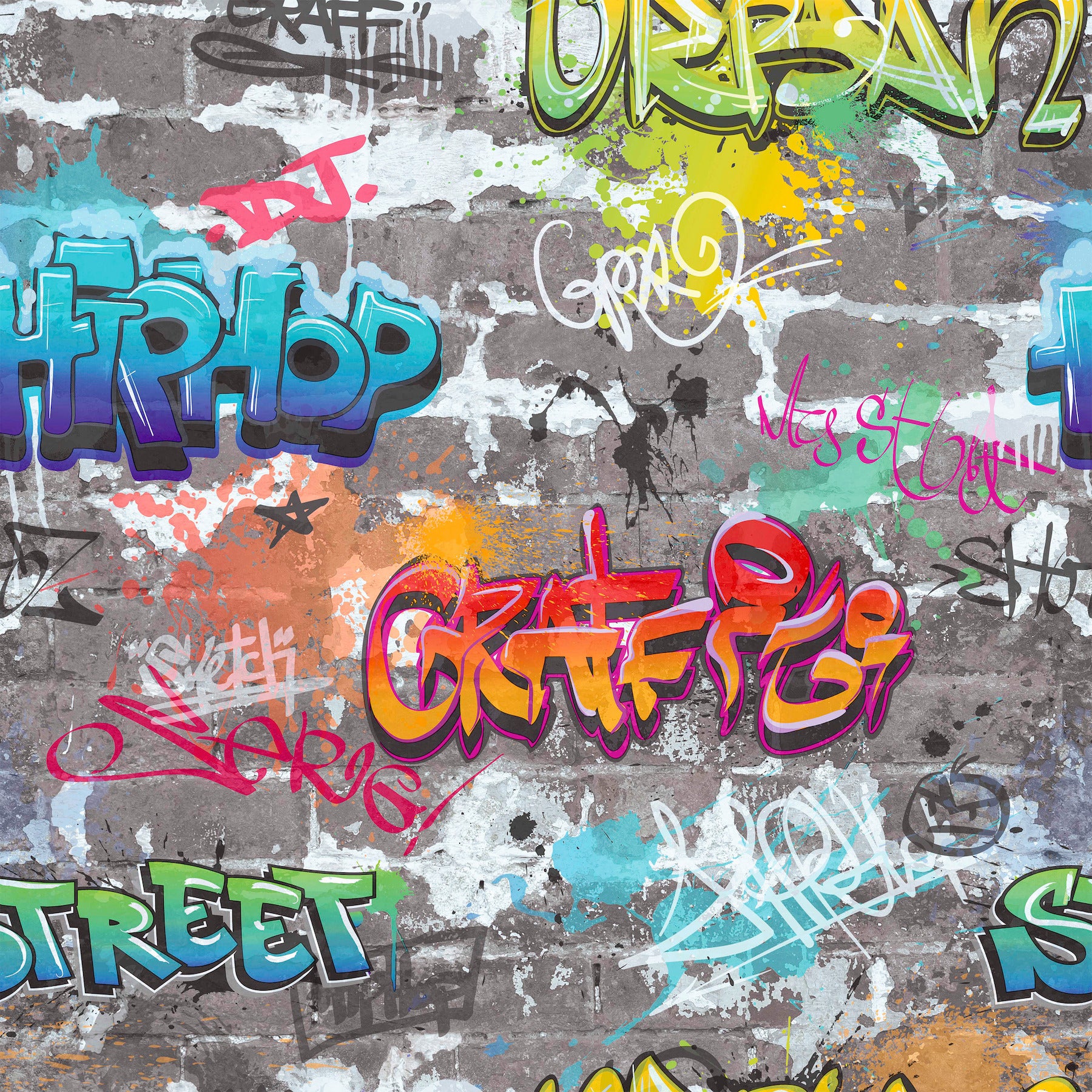 Graffiti Wall Multicolor 4203-27592 Wallpaper by Advantage - Wallpapers ...