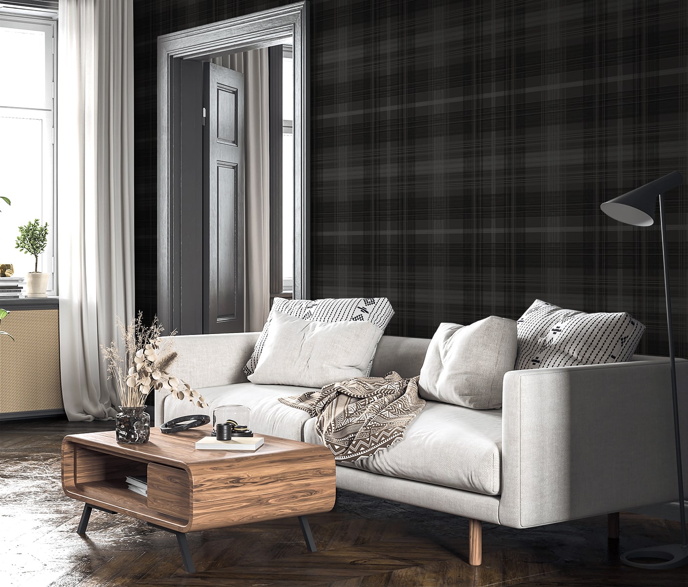 Crossroads Plaid Peel and Stick Wrought Iron SG13100 Wallpaper by ...