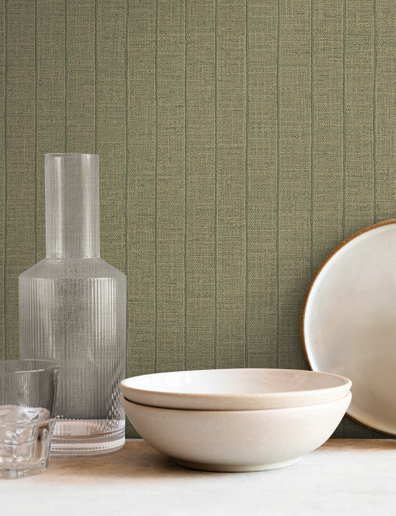 Cording Stripe Moss SI26123 Wallpaper by York - Wallpapers To Go