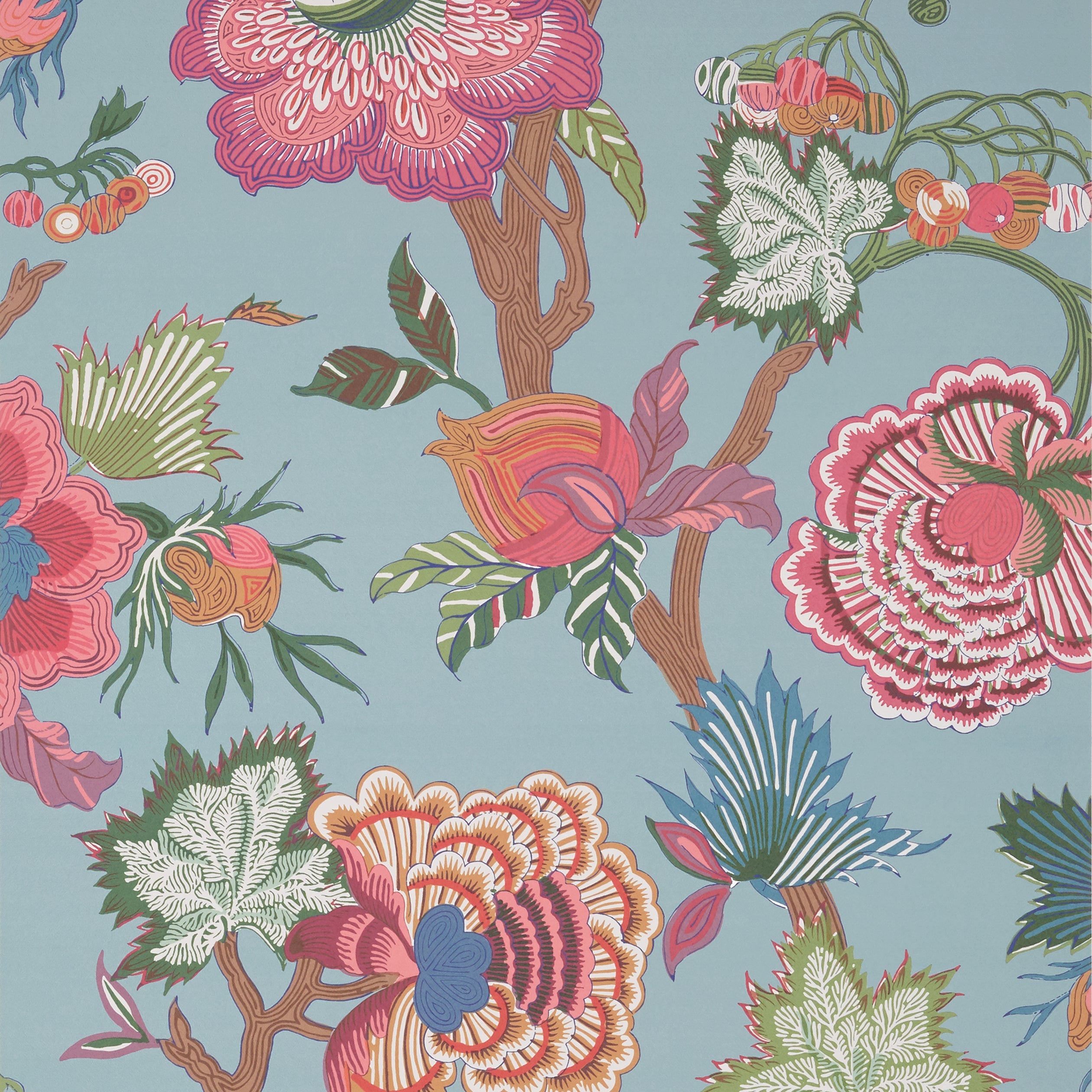 Indienne Jacobean Raspberry and Teal T36415 Wallpaper by Thibaut ...